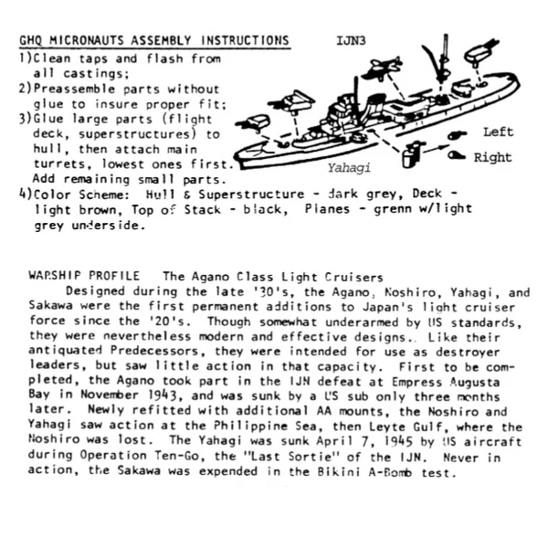 Takao 1/2400 Japanese Cruiser, Agano Class. 1942 version. 3" Long – J ...